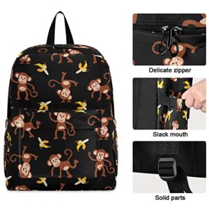 ZzWwR Cute Monkey Banana Large Portable Laptop Backpack,Durable Travel Bag for Men Women School Bookbag Work Fit 16.5 Inch Notebook