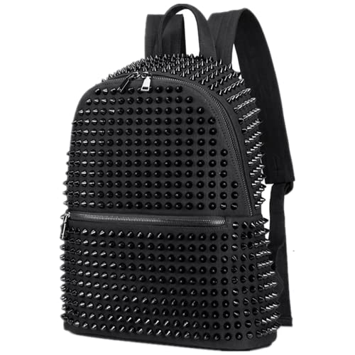 CmengAo Black Studded Backpack for Women, Large Punk Casual Traveling Daypack Rivet Backpack