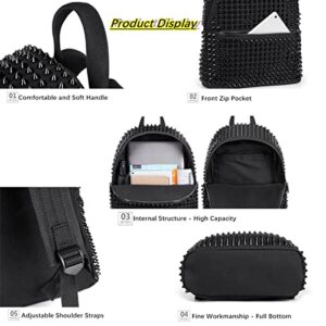 CmengAo Black Studded Backpack for Women, Large Punk Casual Traveling Daypack Rivet Backpack