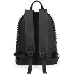 CmengAo Black Studded Backpack for Women, Large Punk Casual Traveling Daypack Rivet Backpack