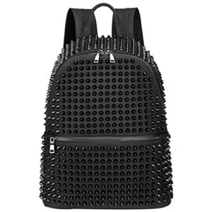 CmengAo Black Studded Backpack for Women, Large Punk Casual Traveling Daypack Rivet Backpack