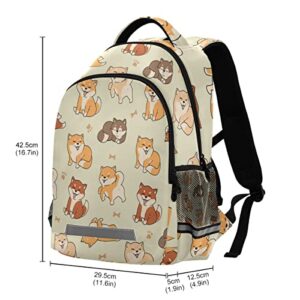 Glaphy Cute Shiba Inu Dogs Backpack with Reflective Stripes, School Book Bag Lightweight Laptop Backpack for Men Women Teens Kids