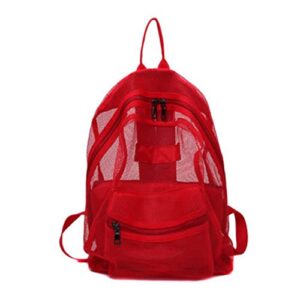 meganjdesigns transparent mesh backpacks heavy duty semi-see through stadium approved student backpack with reinforced straps (04#red)