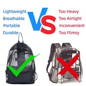 MeganJDesigns Transparent Mesh Backpacks Heavy Duty Semi-See Through Stadium Approved Student Backpack with Reinforced Straps (04#Red)