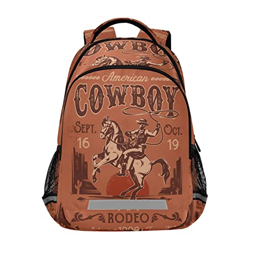 Eionryn Retro Rodeo Cowboy Backpack Laptop Backpacks Book Bags Water Resistant Daypack Durable College Shoulder Bag Sports Travel Day Pack