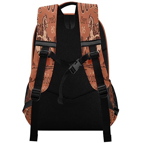 Eionryn Retro Rodeo Cowboy Backpack Laptop Backpacks Book Bags Water Resistant Daypack Durable College Shoulder Bag Sports Travel Day Pack