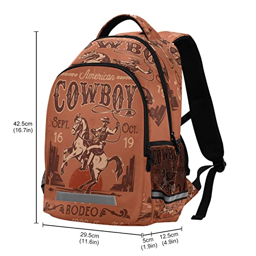 Eionryn Retro Rodeo Cowboy Backpack Laptop Backpacks Book Bags Water Resistant Daypack Durable College Shoulder Bag Sports Travel Day Pack