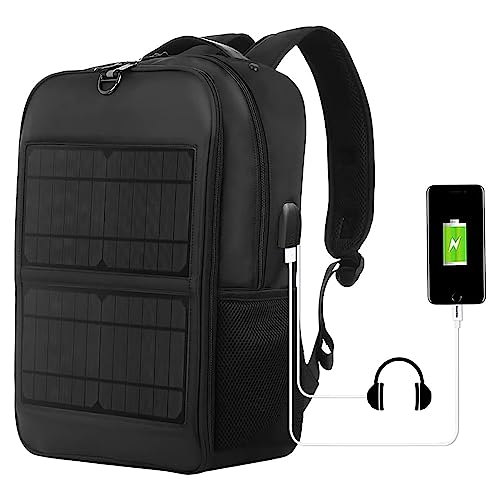 Acogedor 5V 14W Solar Backpack, Waterproof Solar Panel Power Backpack with USB Charging Port, Ergonomic Laptop Bag, for Hiking, Camping, Travel