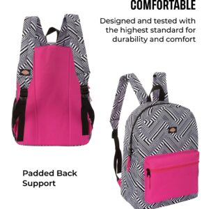 Dickies Freshman Backpack Classic Logo Water Resistant Casual Daypack for Travel Fits 15.6 Inch Notebook (Fushia Black)