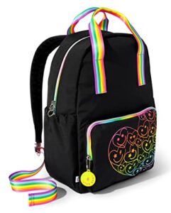 sugar & jade girls' teen back to school, full, fashion backpack, black multi smiley, one size