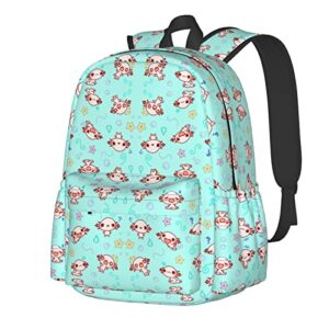 yishow the axolotl kawaii classic backpack with adjustable padded shoulder straps for college travel work for men women