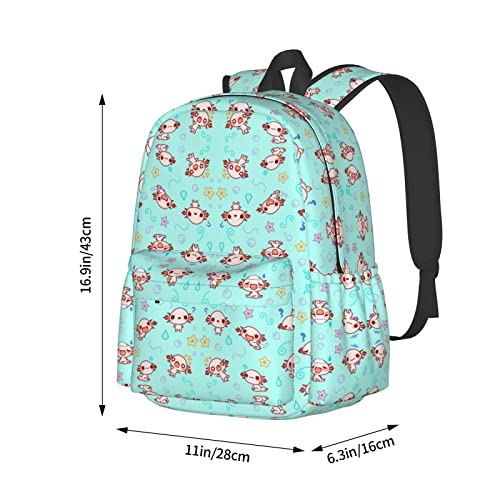 YISHOW The Axolotl Kawaii Classic Backpack With Adjustable Padded Shoulder Straps For College Travel Work For Men Women