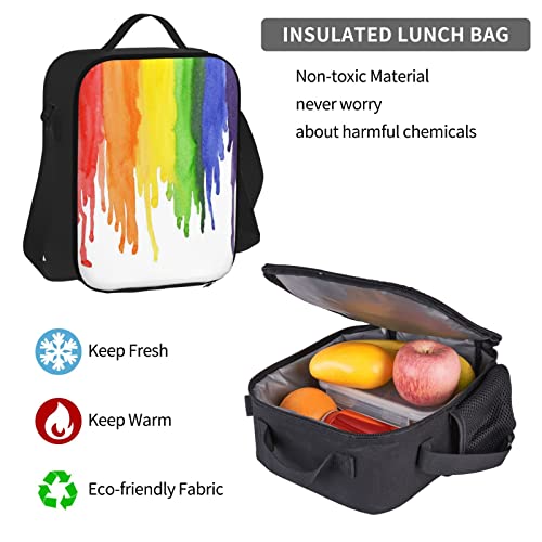 3 Piece Set Backpacks Colorful Love Watercolor Iridescent Gay Lesbian LGBT Yellow Backpack 3 Piece Set for Boys and Girls Cute Axolotl Fish backpack(School Bag + Pencil Case + Lunchbag Set)