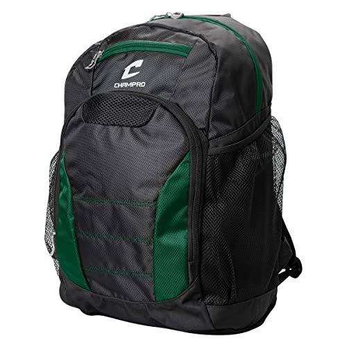 CHAMPRO Competition Sports Backpack, Forest Green, 19" L x 11" W x 9" D