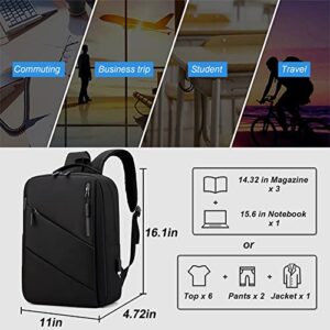 AICMEI Laptop Backpack 16 Inch with USB Charging Port, Durable Laptop Backpack for Business Travel, Laptop Bag Gift for Men and Women (Black)