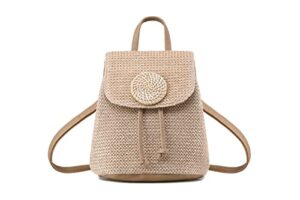 brand: sevevn this is a cute and fashionable backpack woven in rattan that can also be carried by hand. (beige)