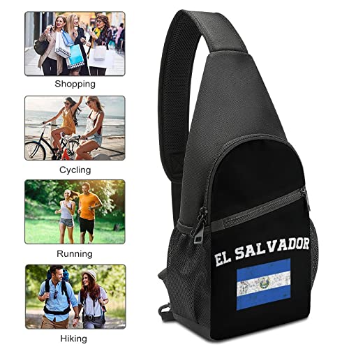 El Salvador Flag Crossbody Shoulder Bag Sling Backpack Travel Hiking Daypack Casual Chest Pack For Women Man One Size