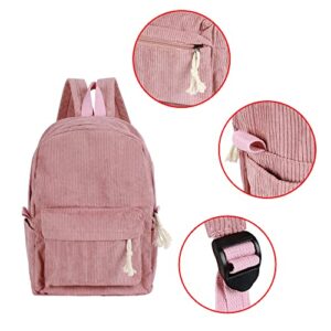 Lobagve Corduroy Backpacks Lightweight Casual University College Bookbag Travel Daypack for Women Men,Pink