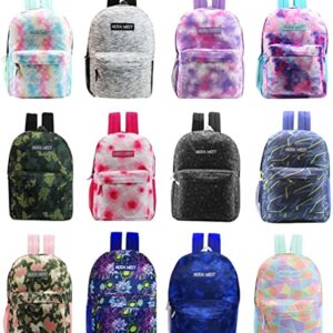 Moda West 17" Classic Wholesale Backpack in Assorted Prints - Bulk Case of 12