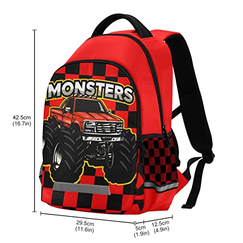 beeplus Monster Truck Backpack for Boys Girls School Backpack Kids Backpack Bookbag Elementary School Bag Travel Rucksack