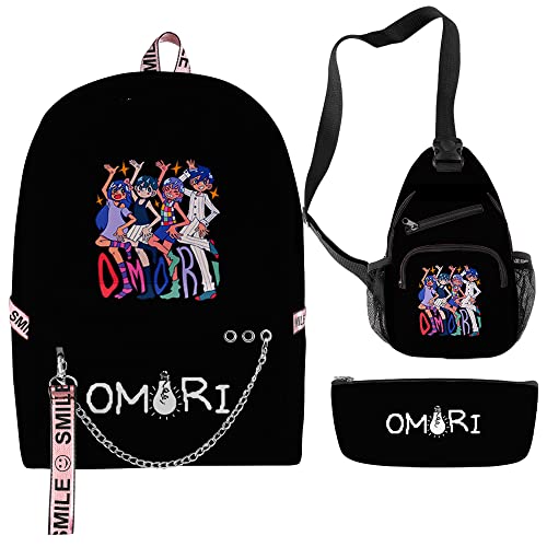 Omori Backpack Oxford Bag Game Backpack Casual Book Bag High Capacity Bags (suit 1)