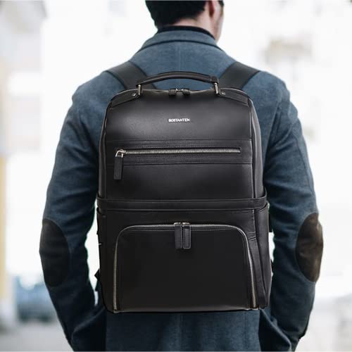 BOSTANTEN Leather Backpack Business Laptop Travel Camping Shoulder Bag Gym Sports Bags for Men