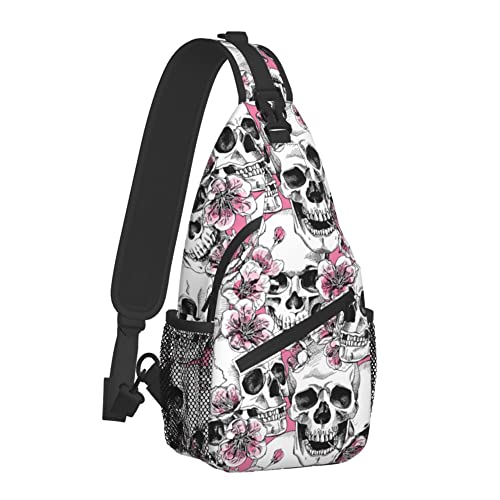 FyLybois Skull Sling Bag Multipurpose Crossbody Backpack For Women Chest Daypack Outdoor Cycling Hiking Travel