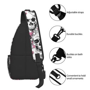 FyLybois Skull Sling Bag Multipurpose Crossbody Backpack For Women Chest Daypack Outdoor Cycling Hiking Travel