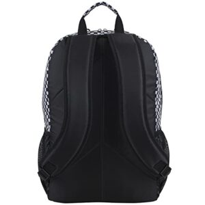 FUEL Spacious Backpack with Interior Tech Sleeve, Black/White Checkered Plaid