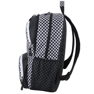 FUEL Spacious Backpack with Interior Tech Sleeve, Black/White Checkered Plaid