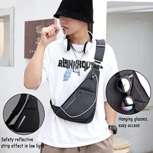 CAISANG Sling Backpack Bag Slim Crossbody Chest Shoulder Bag Men Personal Pocket Bag One Strap Daypack for Hiking Walking