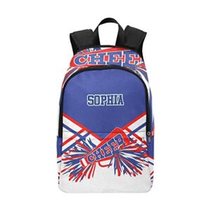 cheer blue white cheerleader backpack shoulder bag daypack for travel camping gift, 11.8''(l) x 5.51''(w) x 17.72''(h)