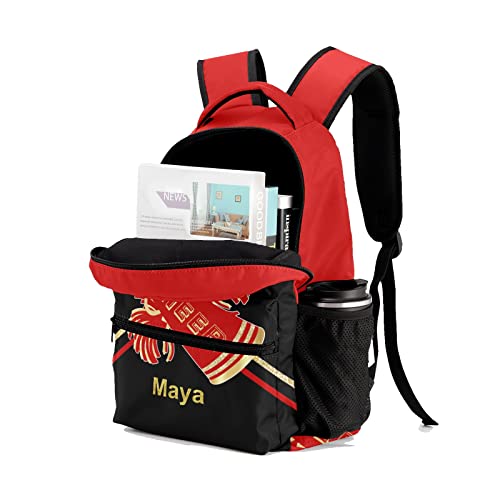 zaaprintblanket Personalized Custom Red Cheerleaders Horn Sport Backpack Shoulder Bag with Chest Strap With 2 Side Pockets