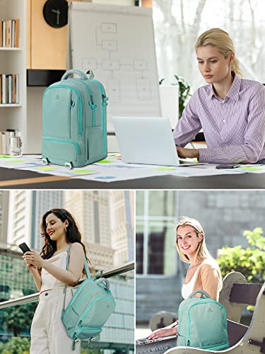 Travel Laptop Backpack for Women 15.6 inch, MATEIN TSA Approved Backpacks Personal Item Bag with Wet Pocket for Airline, Underseat Airplane Carry on Back Pack, Mint Green Work Rucksack College Daypack