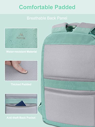 Travel Laptop Backpack for Women 15.6 inch, MATEIN TSA Approved Backpacks Personal Item Bag with Wet Pocket for Airline, Underseat Airplane Carry on Back Pack, Mint Green Work Rucksack College Daypack