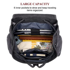 WITZMAN Canvas Backpack for Men & Women Vintage Rucksack Backpack High Capacity (A8004 Black)