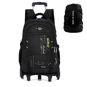 roller backpack kids backpack with wheels boys school 6 wheels trolley backpack wheeled backpack large rolling bookbag laptop boys work backpack on wheels roller backpack for school yellow