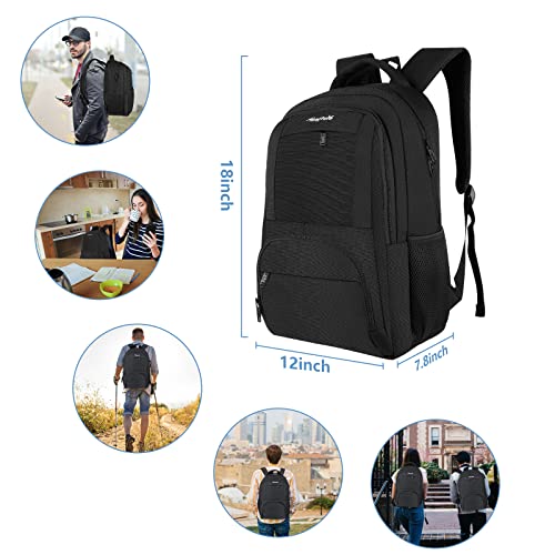 Business Travel Laptop Backpack, Water Resistant, with Headphone Hole, Men's Women's College Laptop Bag for 15.6" Laptop (Black)