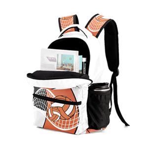 Anneunique Personalized Volleyball Orange Name Backpack Casual Travel Daypack for Hiking Traveling Sport