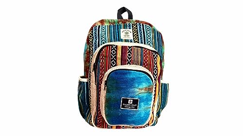 Zillion Craft Travel laptop back pack. Eco Friendly 100% natural hemp back pack for School, College. Multi pocket colorful unique design.