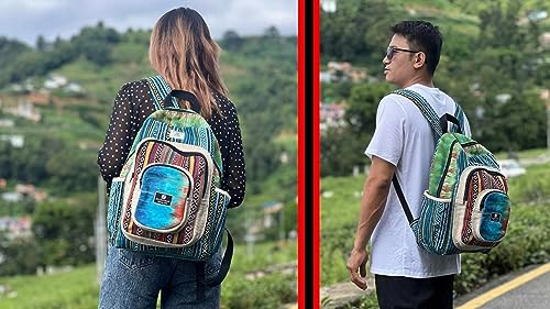 Zillion Craft Travel laptop back pack. Eco Friendly 100% natural hemp back pack for School, College. Multi pocket colorful unique design.