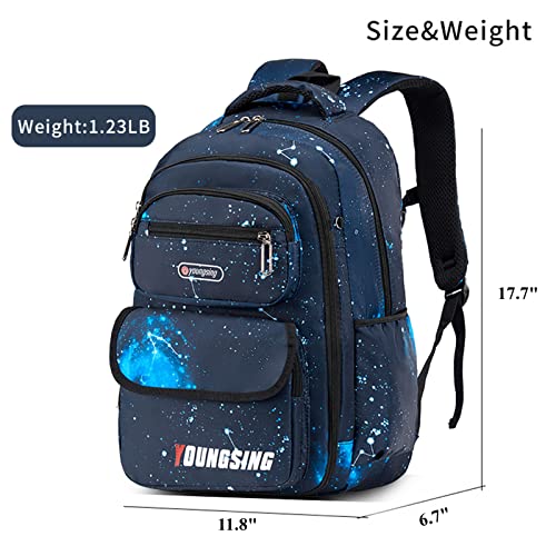 Youngsing Boys Backpacks,Backpack for Boys Kids Backpack Elementary Middle School Bookbags 17.7 inch Large Capacity Lightweight Backpacks boys(Blue)