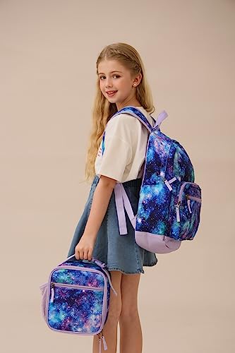 Choco Mocha Galaxy Backpack for Girls Travel School Backpack 17 Inch, Purple