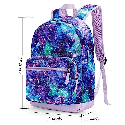 Choco Mocha Galaxy Backpack for Girls Travel School Backpack 17 Inch, Purple