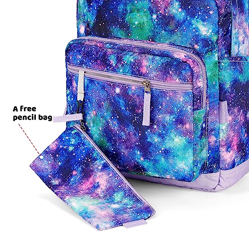 Choco Mocha Galaxy Backpack for Girls Travel School Backpack 17 Inch, Purple