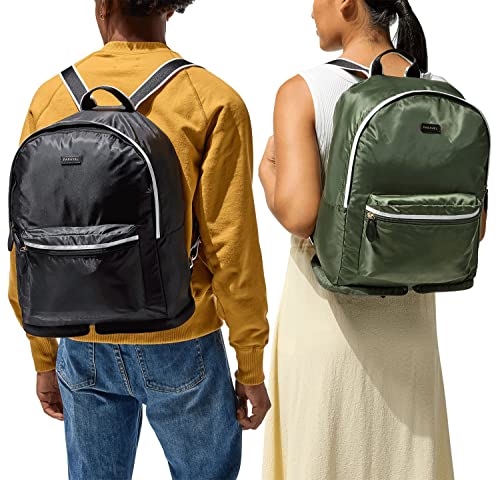 PARAVEL Fold-Up Travel Backpack | Safari Green | Everyday Lightweight, Packable Travel Hiking Nylon Daypack | Carry On Luggage Bag with Trolley Sleeve for Women and Men