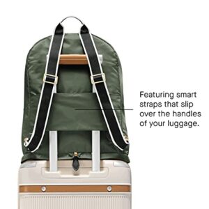 PARAVEL Fold-Up Travel Backpack | Safari Green | Everyday Lightweight, Packable Travel Hiking Nylon Daypack | Carry On Luggage Bag with Trolley Sleeve for Women and Men