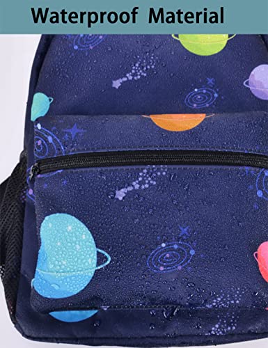 FATOLXX Boy Planet Backpack for Kindergarten - Pre School Toddler Kid Solar System 16" Lightweight Backpack with Cup Holder(Space)