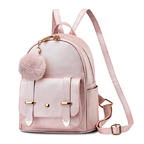 Girls Cute Mini Backpack Purse Fashion School Bags PU Leather Casual Backpack for Teens Women Pink