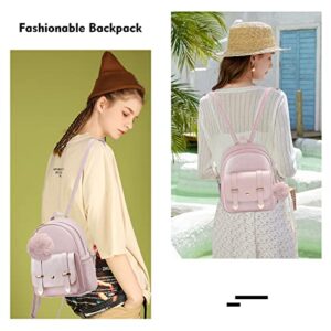 Girls Cute Mini Backpack Purse Fashion School Bags PU Leather Casual Backpack for Teens Women Pink